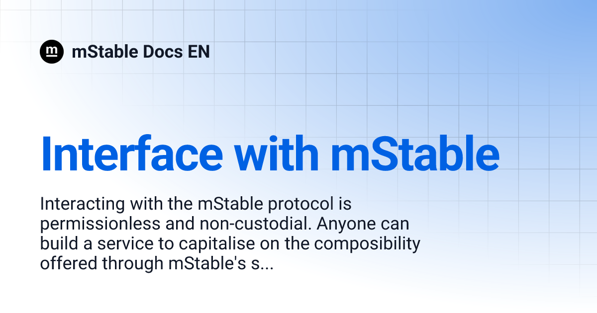 Interface with mStable | mStable Docs EN