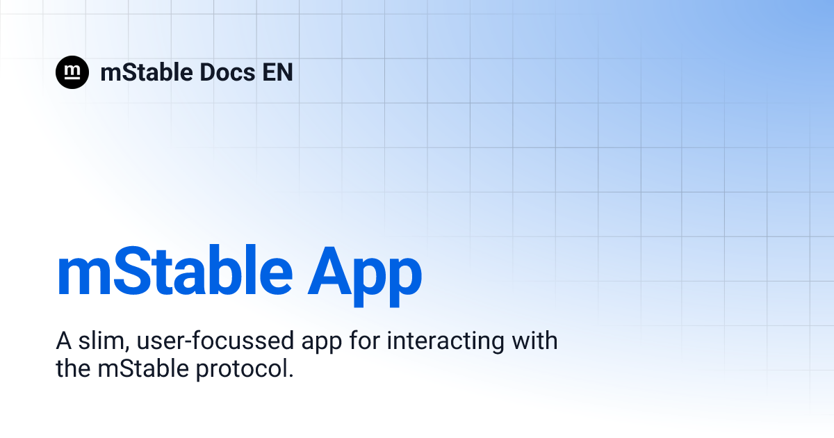 mStable App | mStable Docs EN